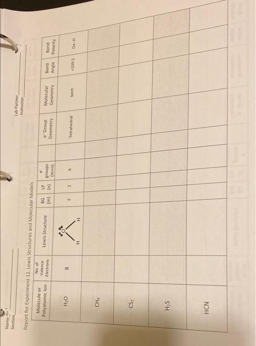 Solved Name Section Lab Partner Instructor Report for | Chegg.com