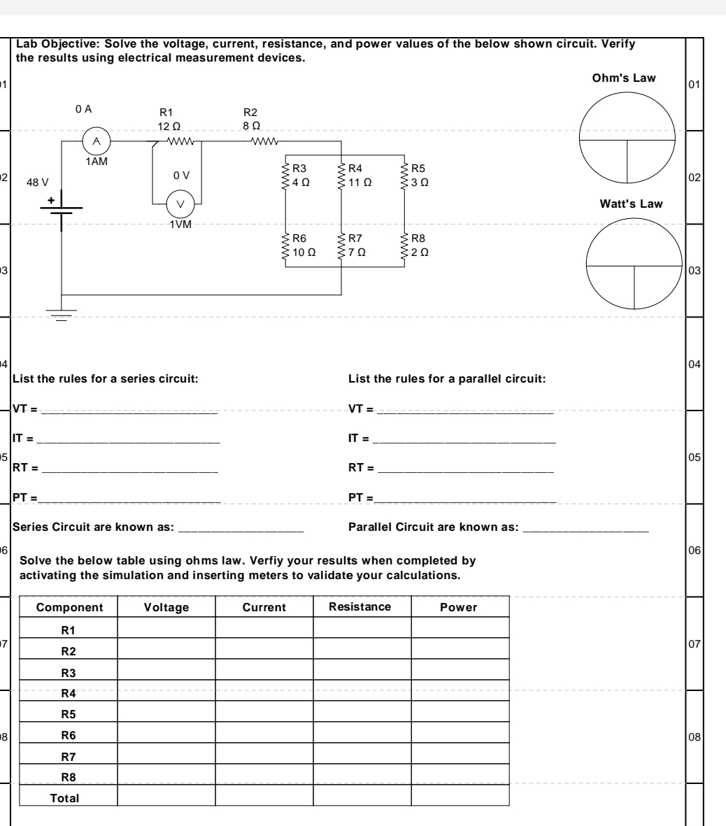 Solved Lab Objective: Solve the voltage, current, | Chegg.com