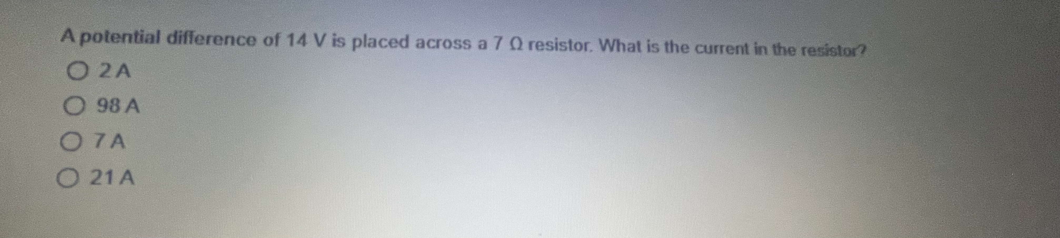 Solved A potential difference of 14V ﻿is placed across a 7Ω | Chegg.com