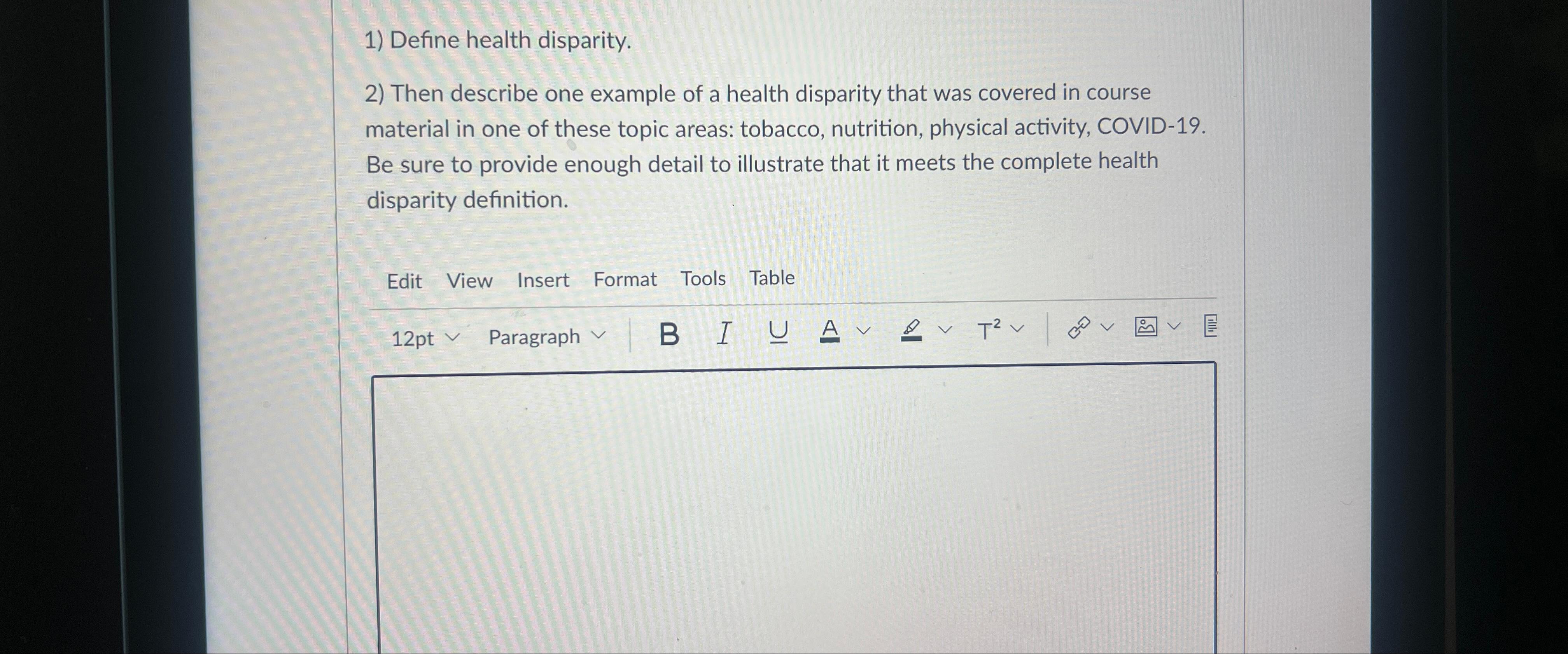 Solved Define health disparity.Then describe one example of | Chegg.com