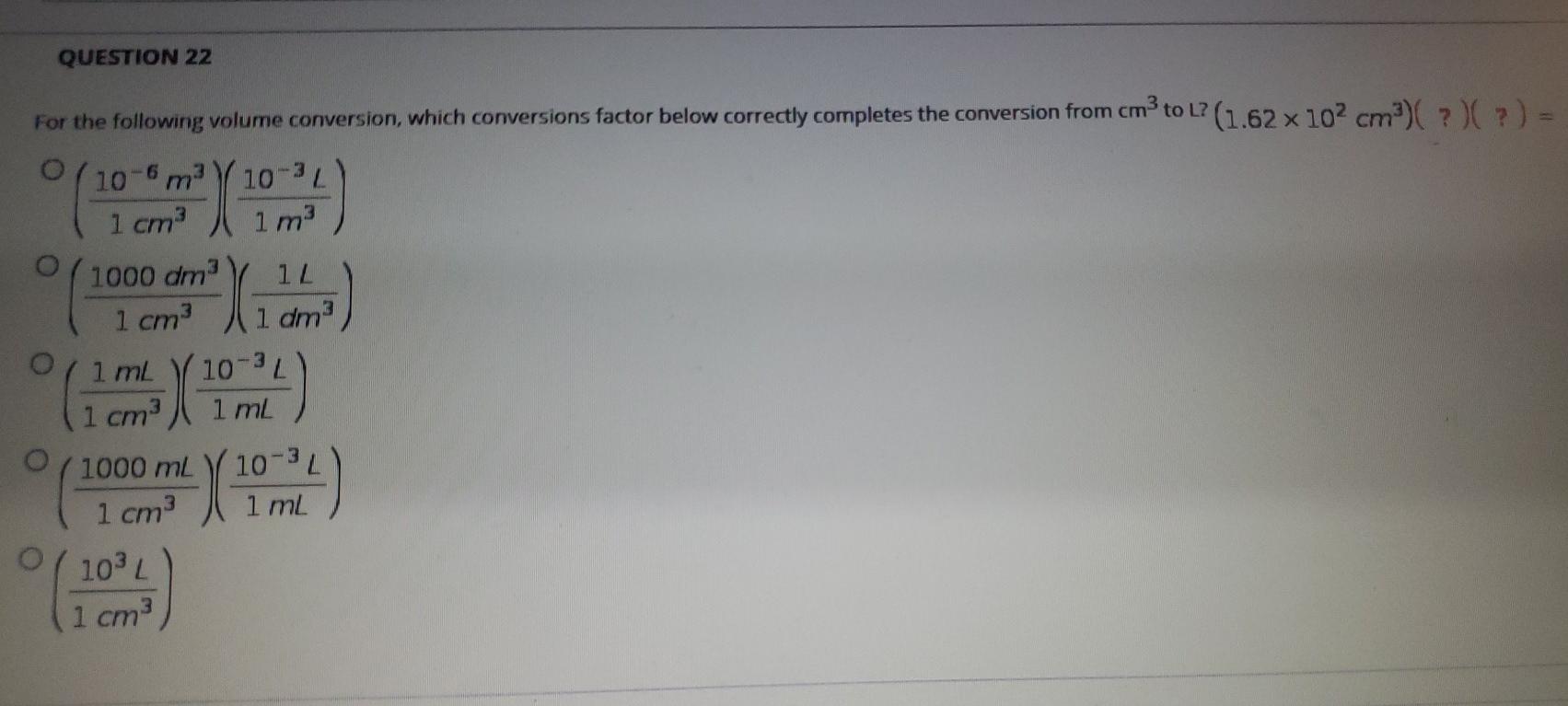 Solved QUESTION 22 0 / 10-6 m ° C For the following volume | Chegg.com