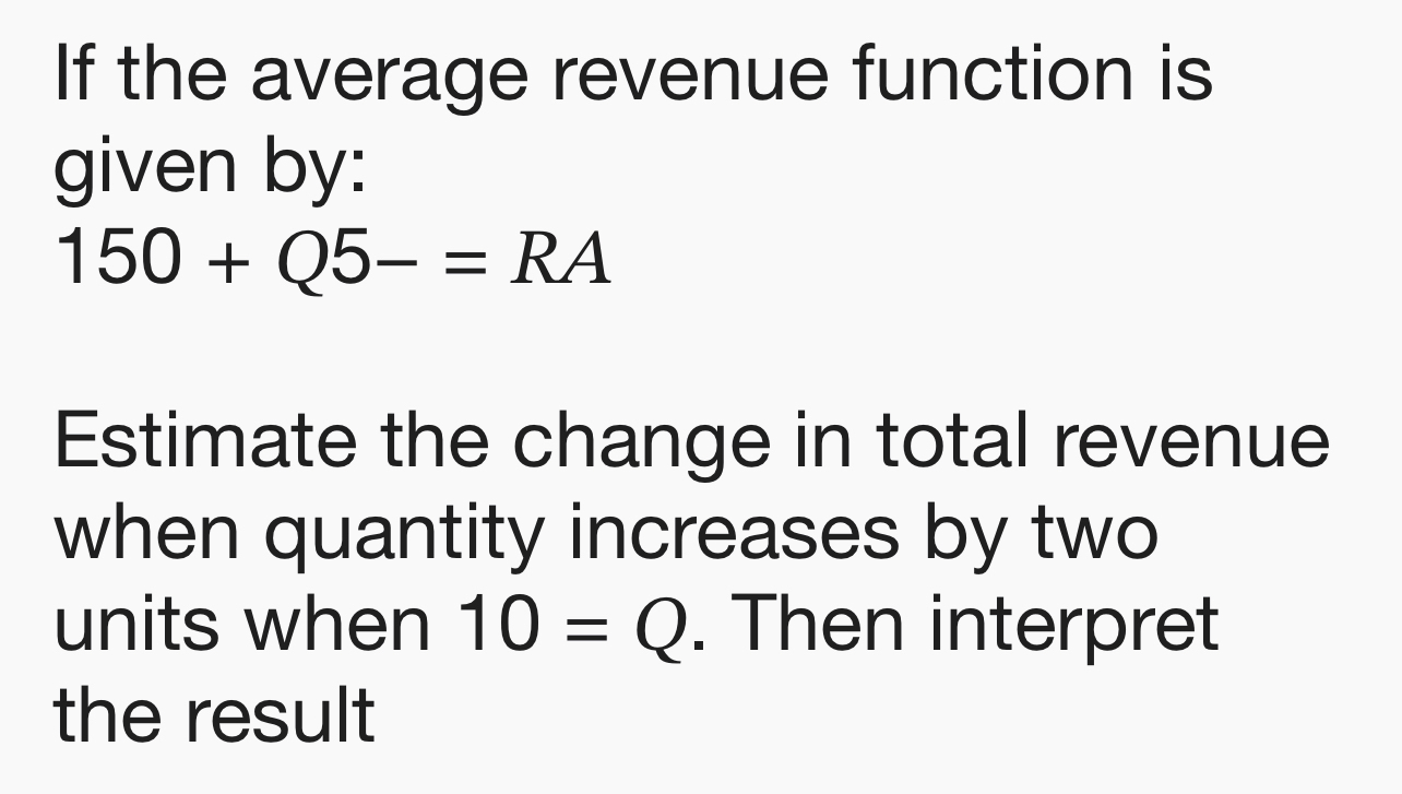 Solved If the average revenue function is given | Chegg.com