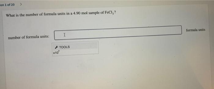 Solved on 1 of 20 > What is the number of formula units in a | Chegg.com