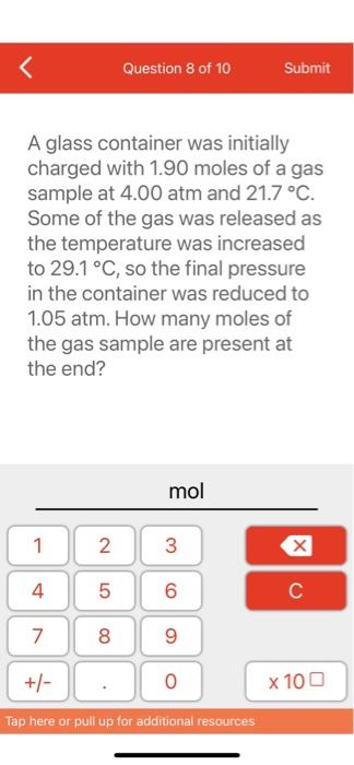 Solved A glass container was initially charged with 1.90 | Chegg.com