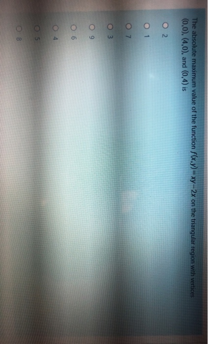 Solved The absolute maximum value of the function | Chegg.com