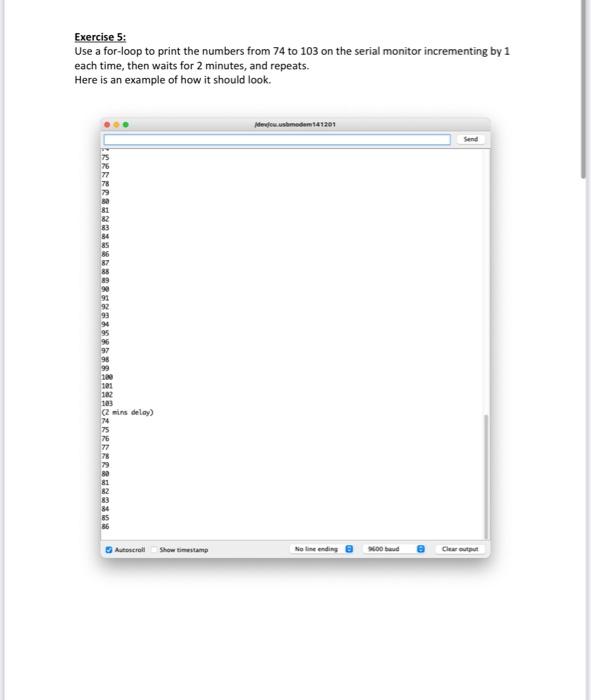 Solved Exercise 5 Use A For Loop To Print The Numbers From 