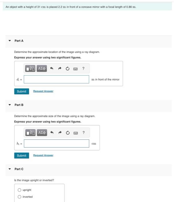 Solved An object with a height of 31 cm is placed 2.2 m in | Chegg.com