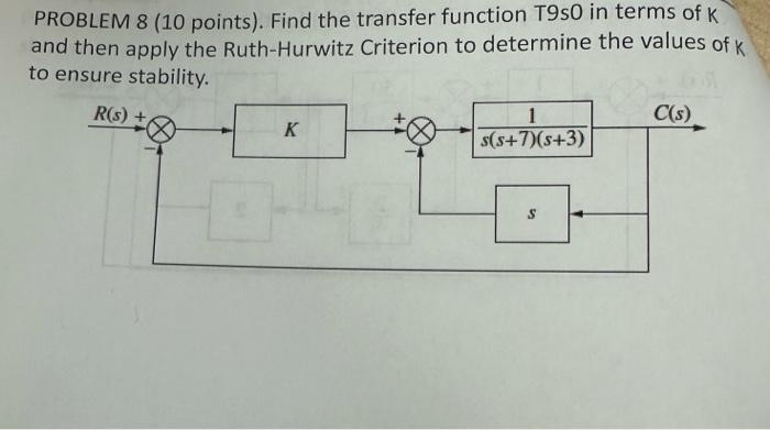 Solved PROBLEM 8 (10 points). Find the transfer function | Chegg.com