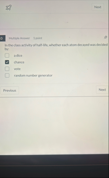 Solved 0Multiple Answer 1 ﻿pointIn the class activity of | Chegg.com