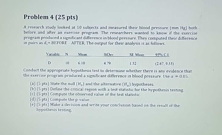 Solved Problem 4 (25 ﻿pts)A research study looked at 10 | Chegg.com