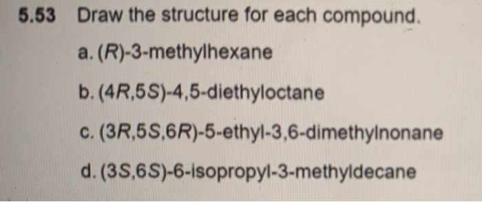 Solved 5.53 Draw the structure for each compound. a. | Chegg.com
