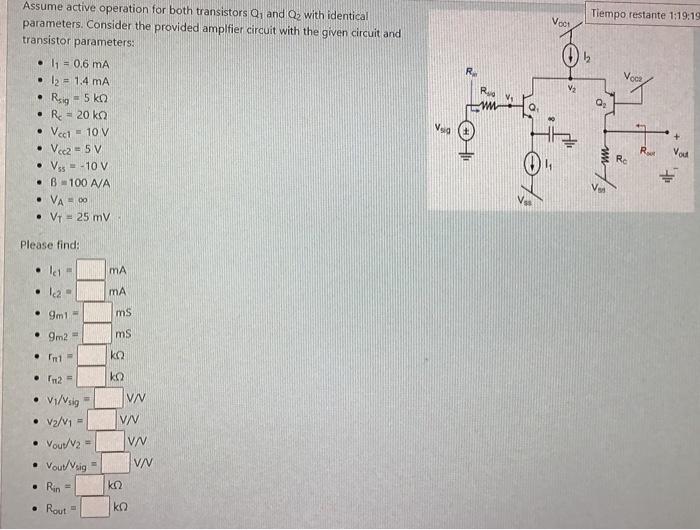 Solved Assume active operation for both transistors Q₁ and | Chegg.com