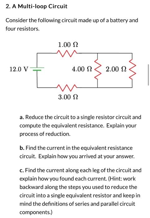Solved 2 A Multi Loop Circuit Consider The Following