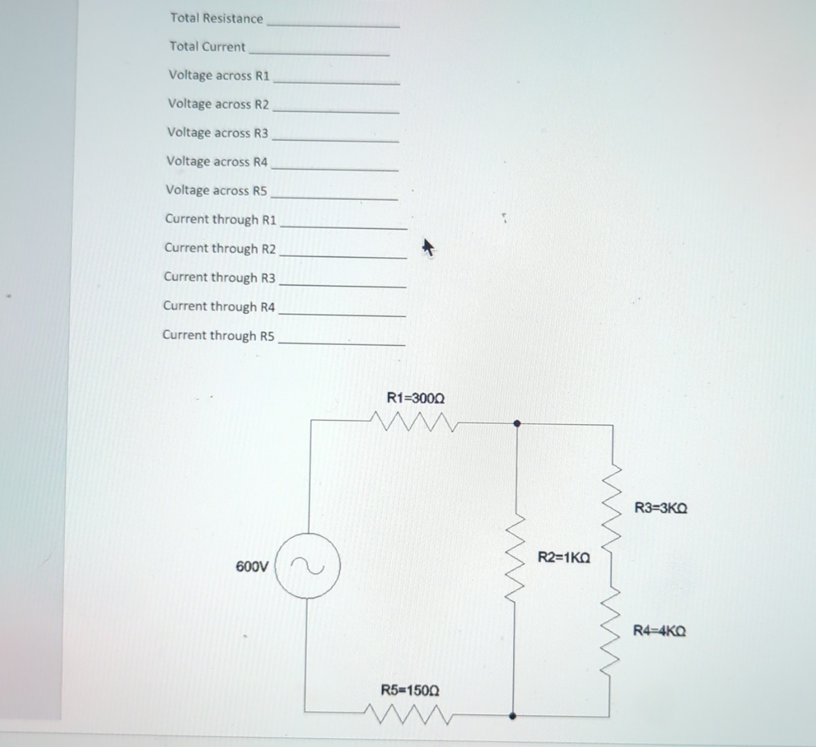 Solved Total Resistancetotal Currentvoltage Across R1voltage