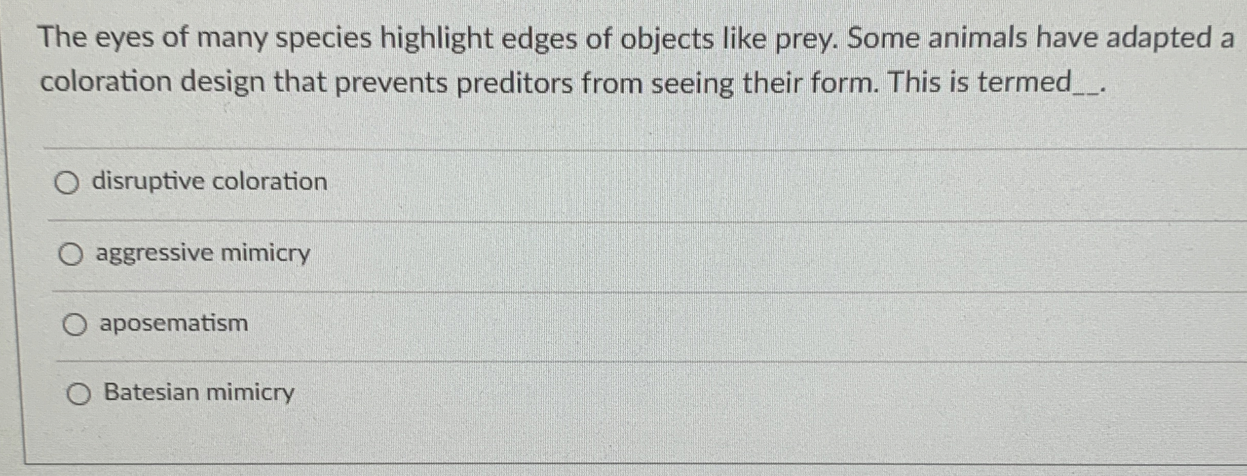 Solved The eyes of many species highlight edges of objects | Chegg.com