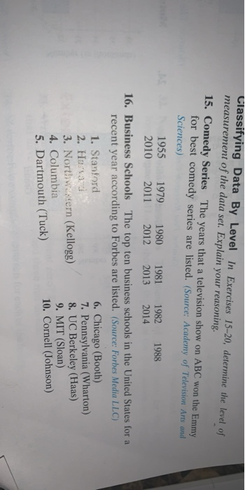 Solved Classifying Data By Level In Exercises 15 20 