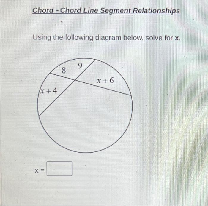 Solved Chord - Chord Line Segment Relationships Using the | Chegg.com
