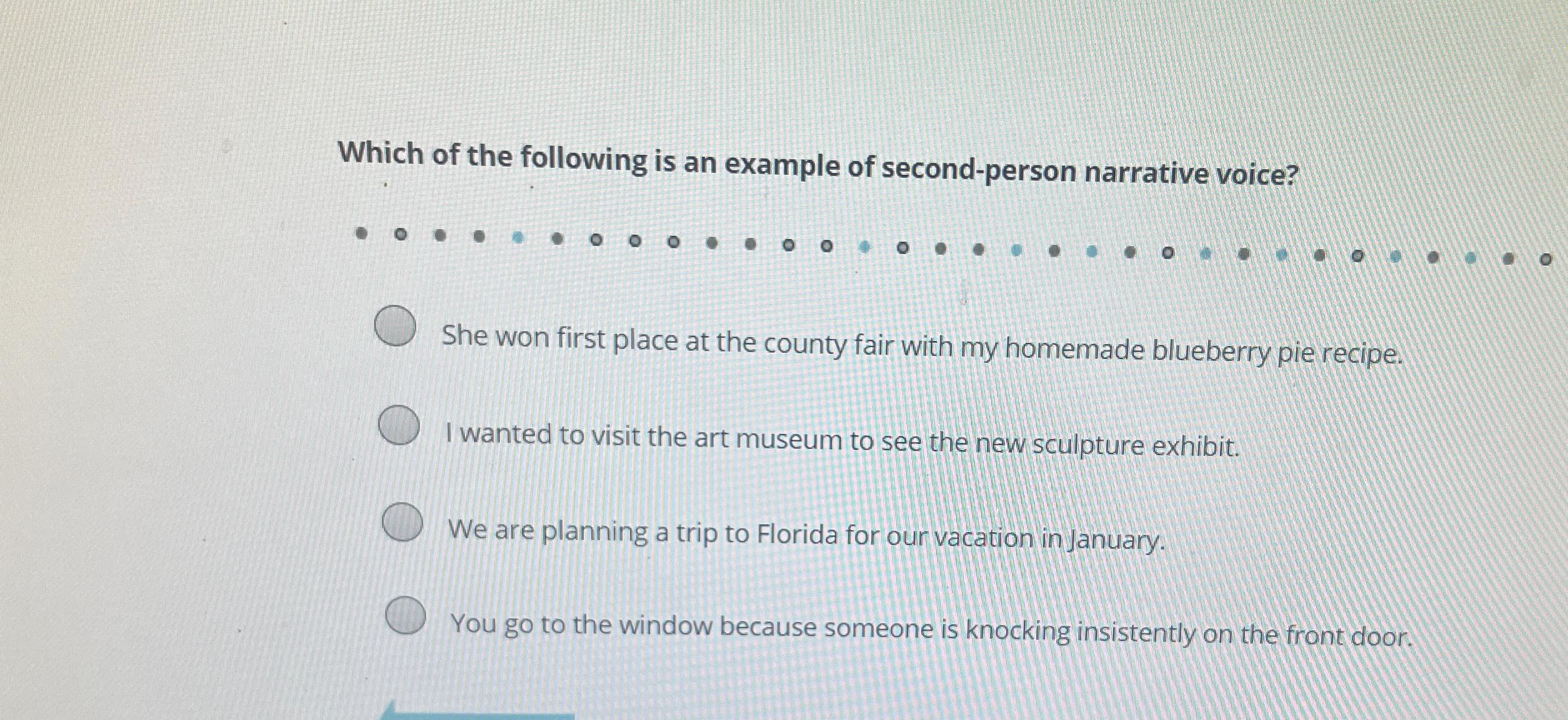 Solved Which of the following is an example of second-person | Chegg.com