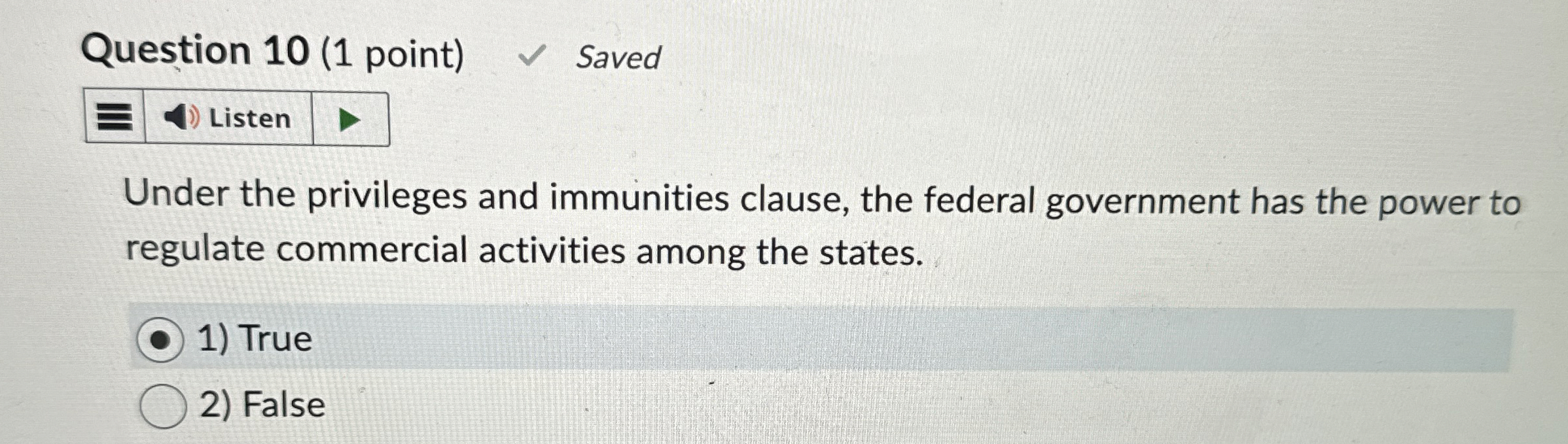 Solved Question 10 (1 ﻿point) ﻿SavedUnder the privileges | Chegg.com
