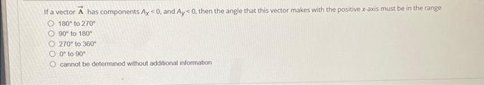 Solved If a vector \\( \\vec{A} \\) has components \\( | Chegg.com