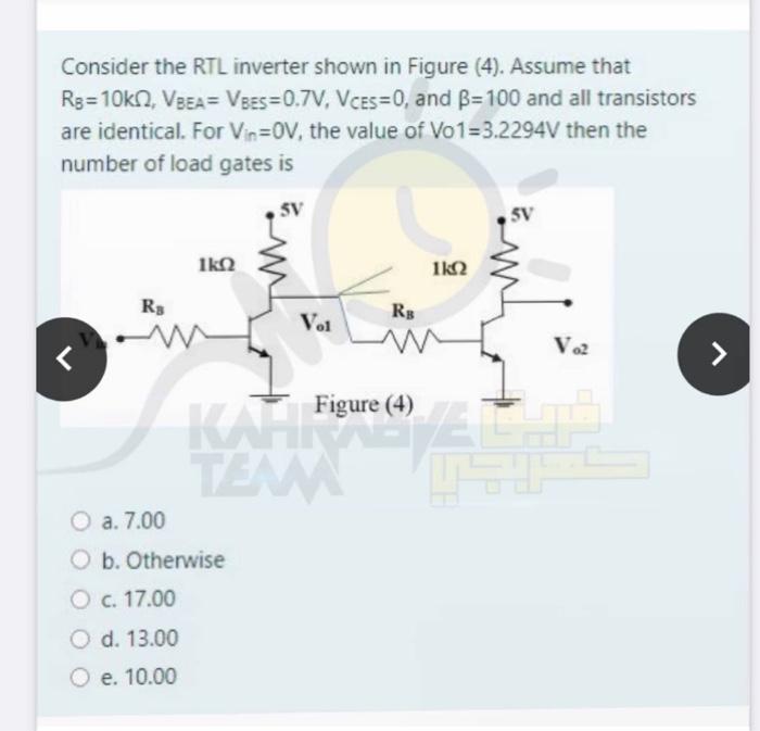 Solved Consider the RTL inverter shown in Figure (4). Assume | Chegg.com