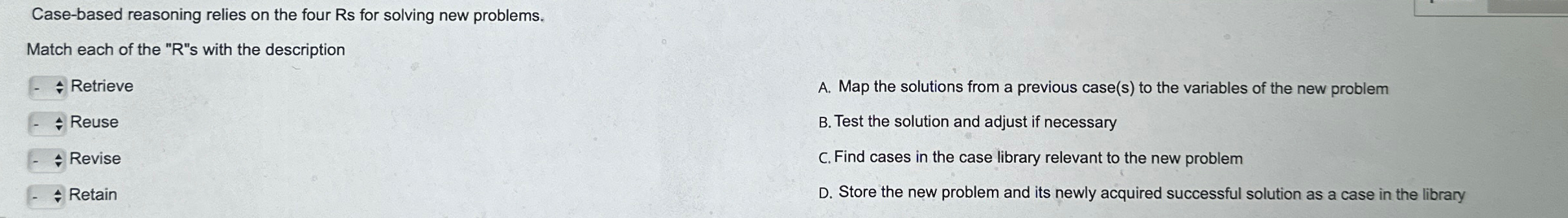 Solved Case-based reasoning relies on the four Rs for | Chegg.com