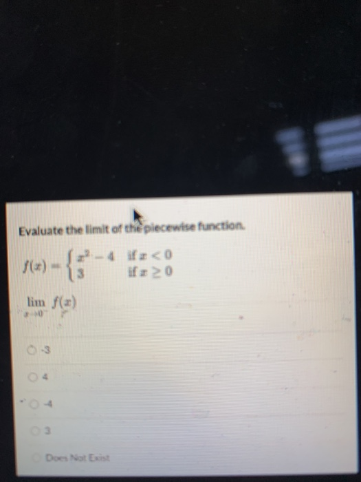 Solved Evaluate the limit of the piecewise function - 4 ifa | Chegg.com