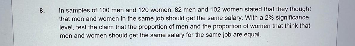 Solved For problems 3−10, test the following claims using | Chegg.com