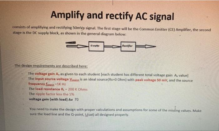 Solved Amplify and rectify AC signal consists of amplifying | Chegg.com