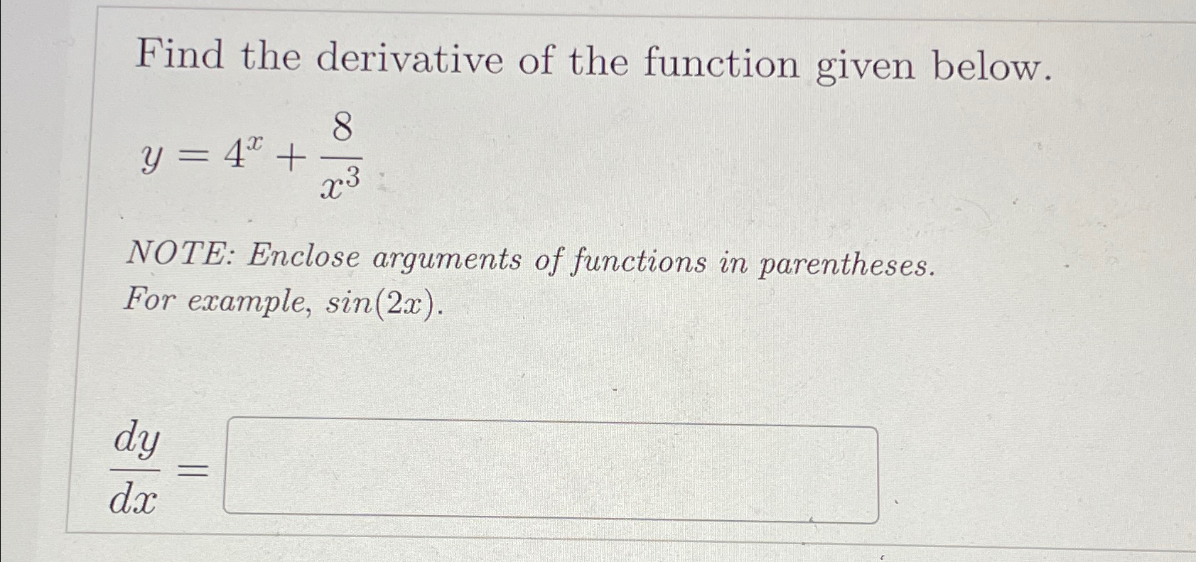 Solved Find the derivative of the function given | Chegg.com