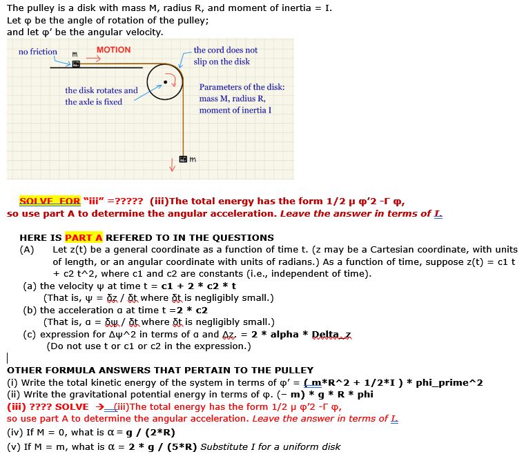 Solved SOLVE FOR iii expression for angular acceleration. so | Chegg.com