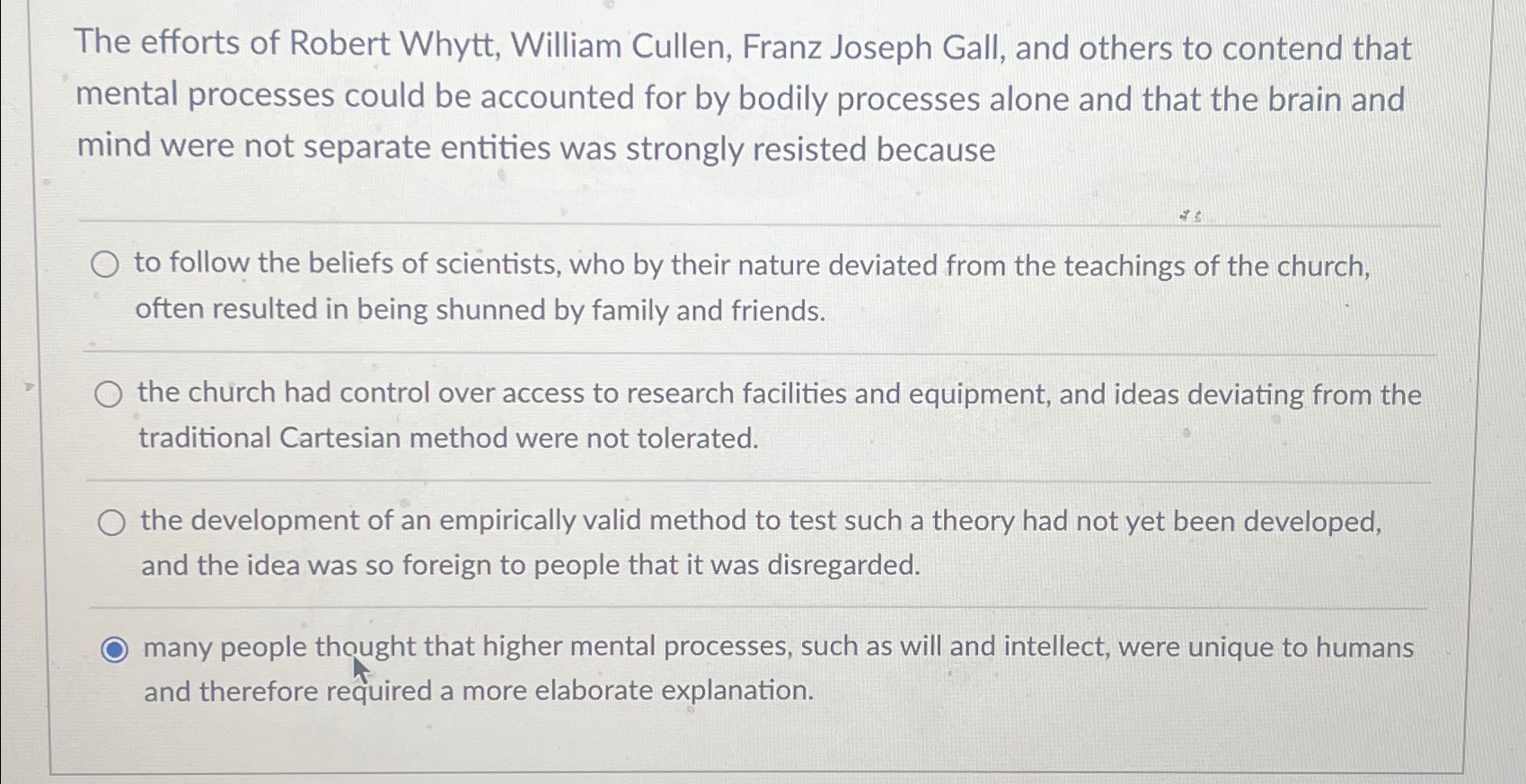 Solved The efforts of Robert Whytt, ﻿William Cullen, Franz | Chegg.com