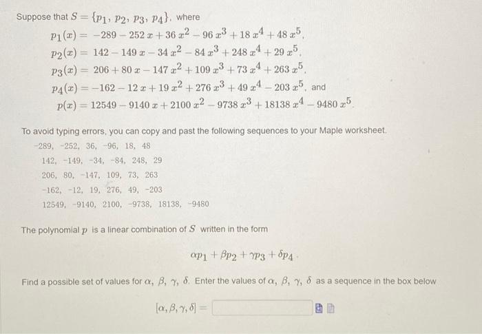 Solved Suppose that S={p1,p2,p3,p4}, where | Chegg.com