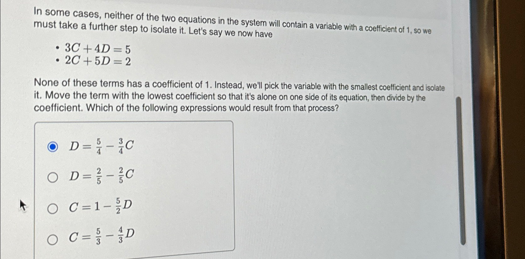 Solved In some cases, neither of the two equations in the | Chegg.com