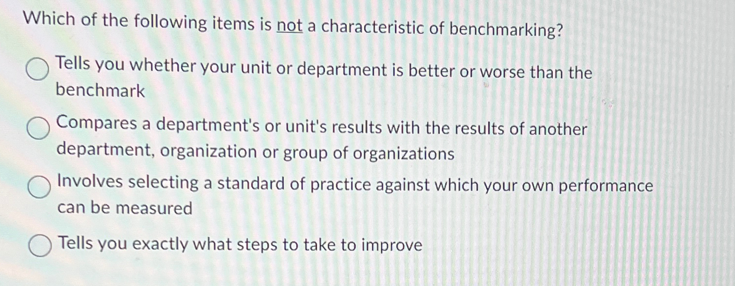 Solved Which of the following items is not a characteristic | Chegg.com
