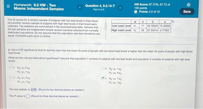 Solved III Homework: 9.2 HW - Two Means: Independent Samples | Chegg.com