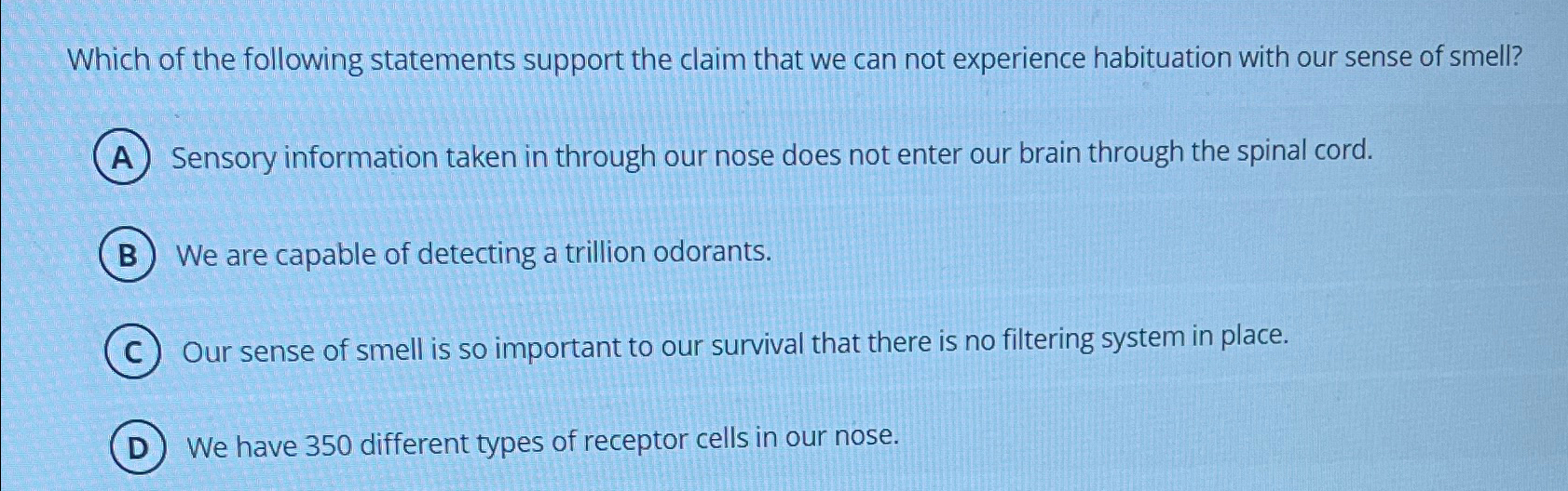 Solved Which of the following statements support the claim | Chegg.com