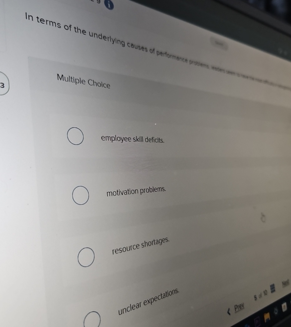 Solved In terms of the underlying causes of performance | Chegg.com