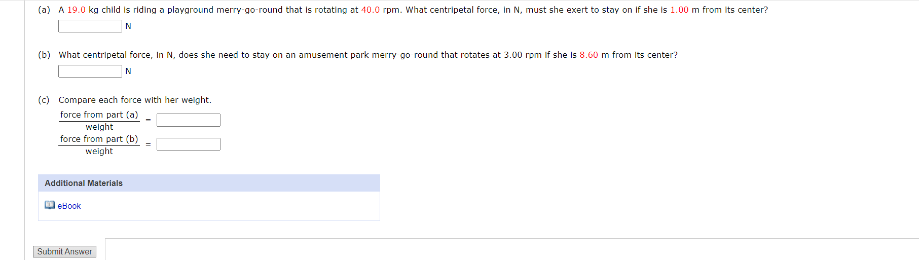 Solved (a) ﻿A 19.0kg ﻿child is riding a playground | Chegg.com