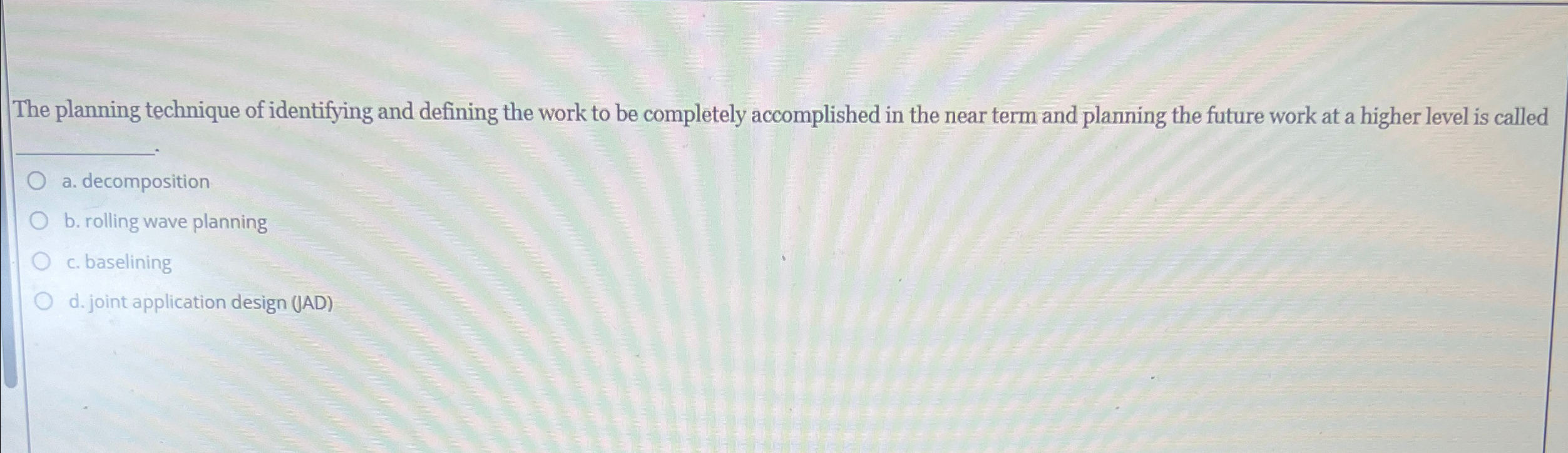 Solved The planning technique of identifying and defining | Chegg.com