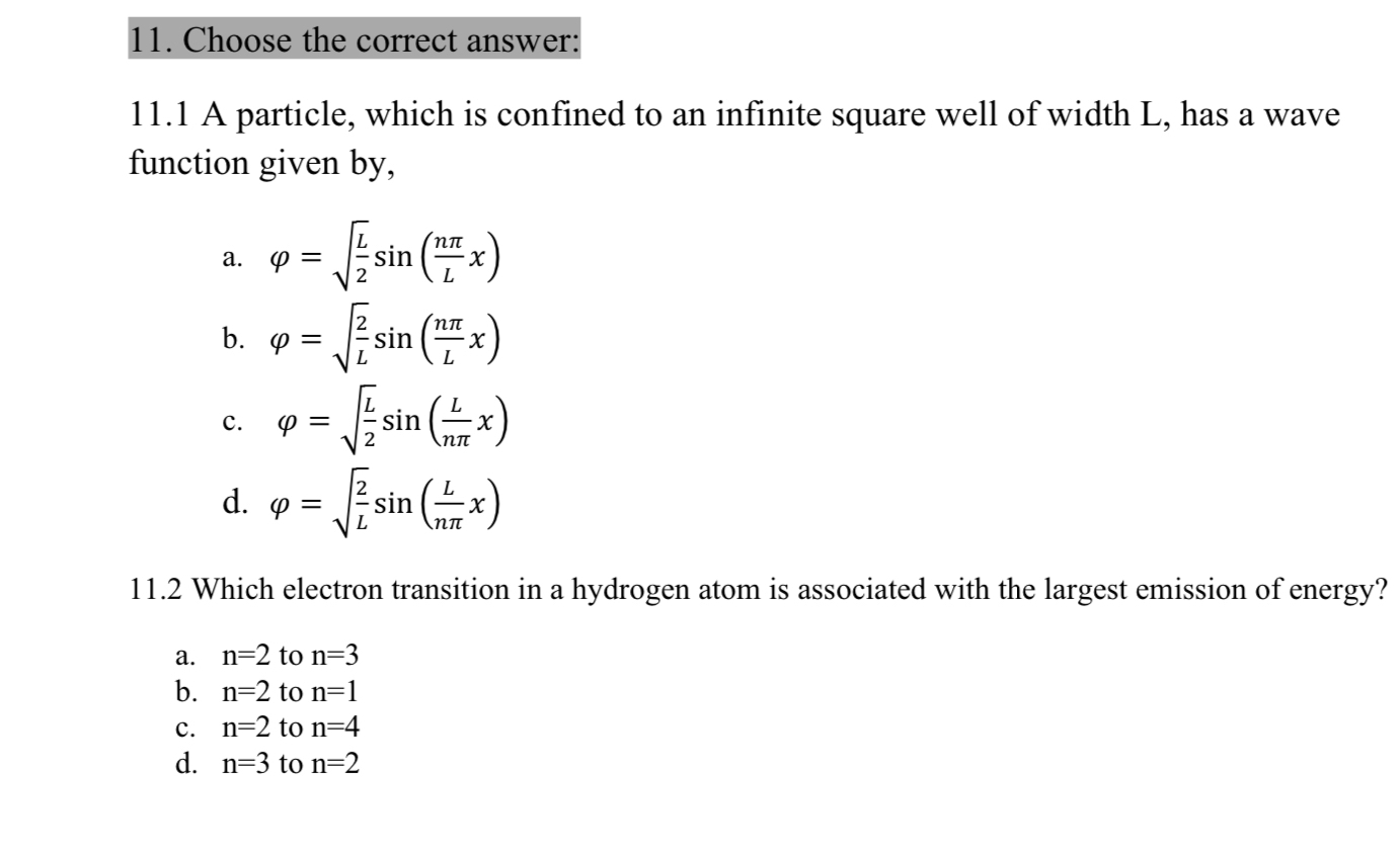 Solved Choose the correct answer:11.1 ﻿A particle, which is | Chegg.com
