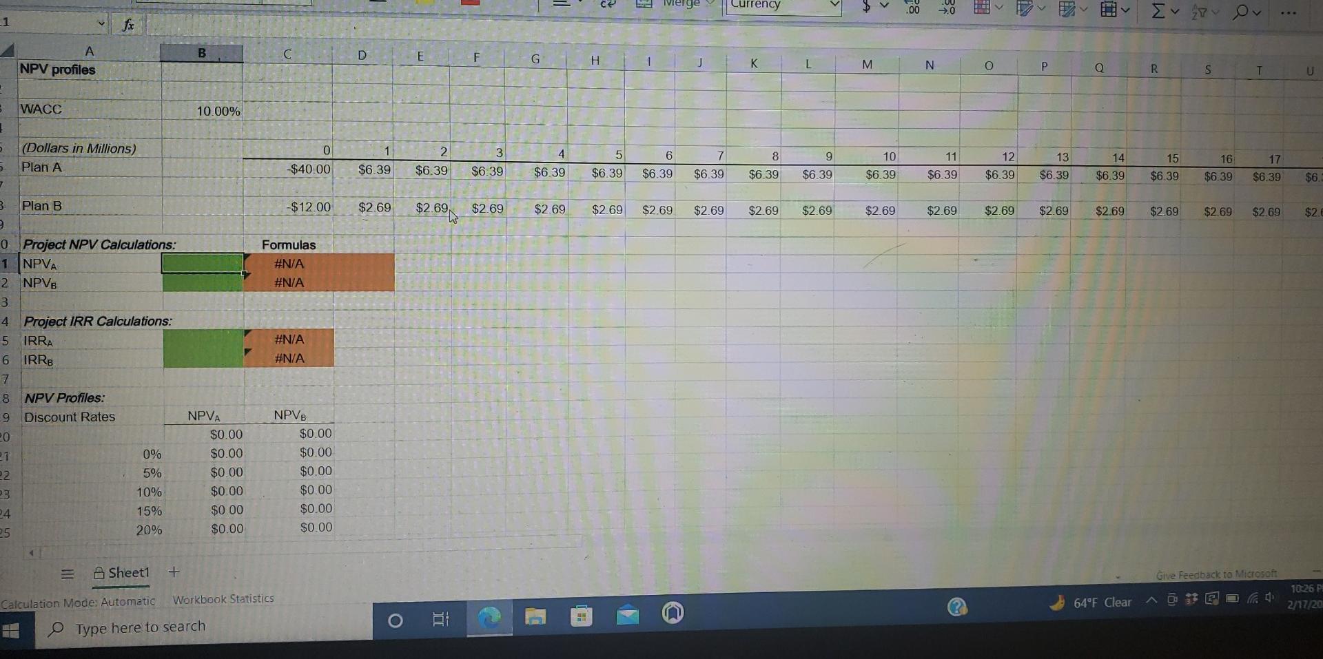Solved Video Excel Online Structured Activity: NPV profiles | Chegg.com