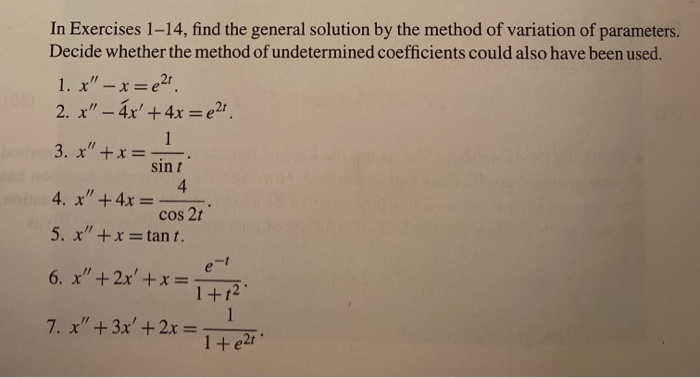 Solved In Exercises 1-14, find the general solution by the | Chegg.com