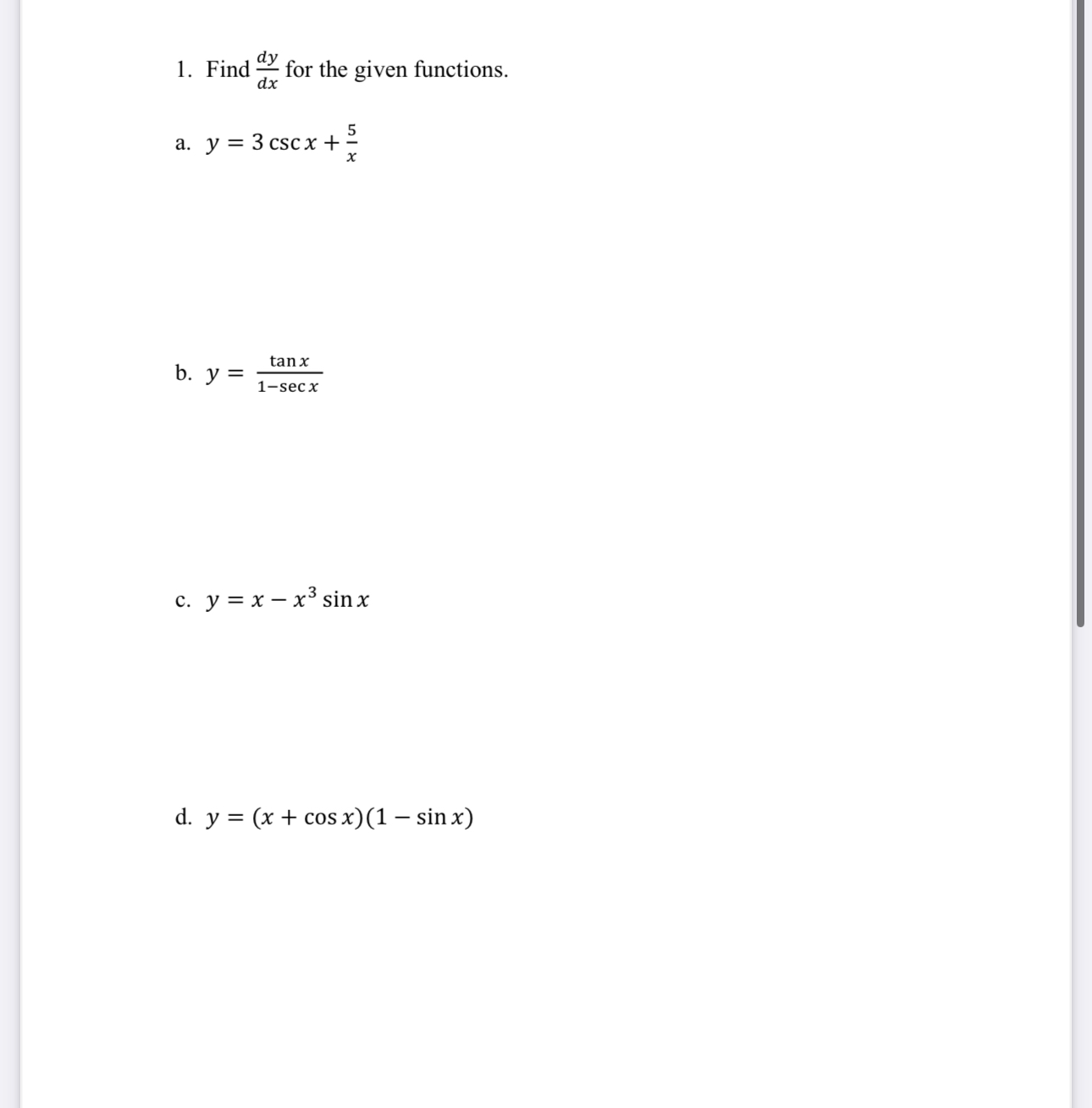 Solved Find dydx ﻿for the given | Chegg.com