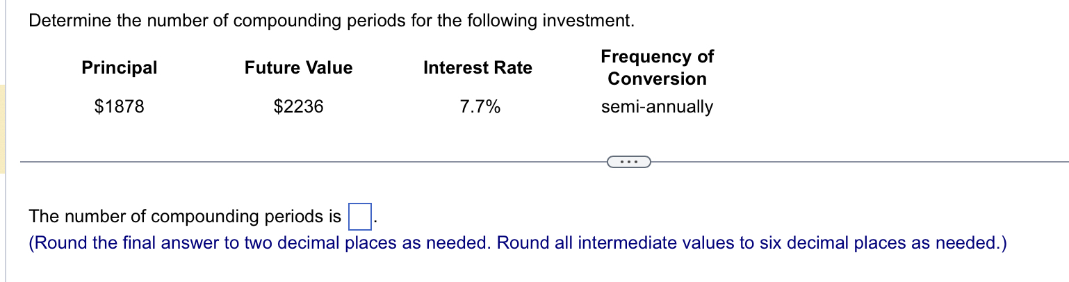 Solved Determine the number of compounding periods for the | Chegg.com
