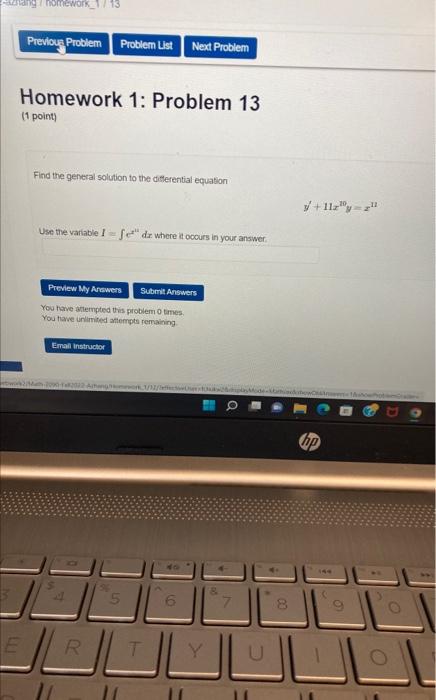 Solved Homework 1: Problem 13 (1 point) Find the general | Chegg.com
