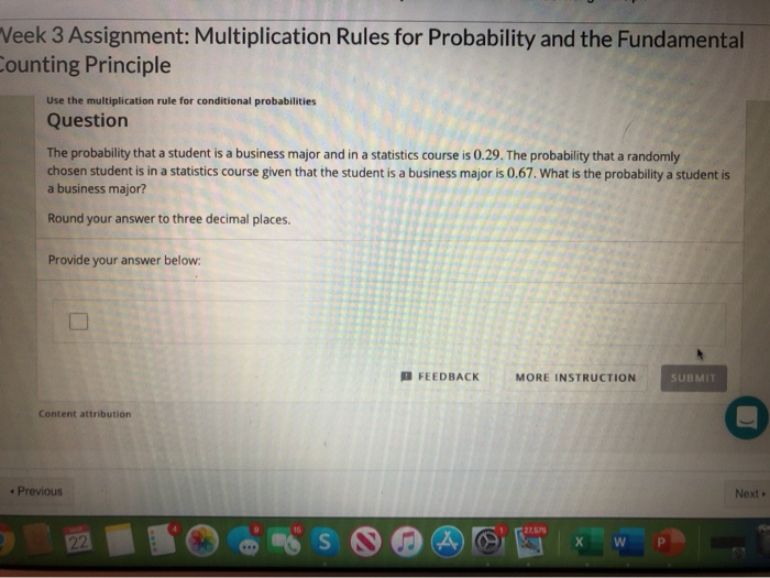 Solved Veek 3 Assignment: Multiplication Rules for | Chegg.com