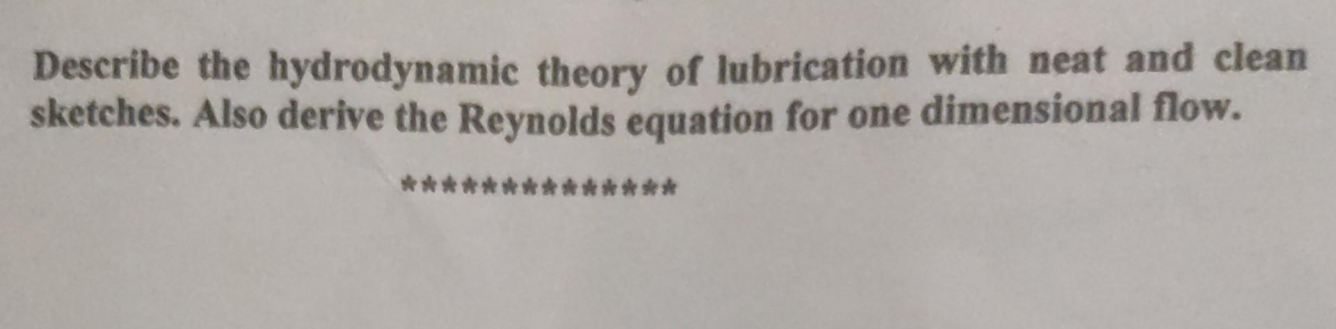 Solved Describe the hydrodynamic theory of lubrication with | Chegg.com