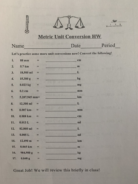 Metric Conversions Worksheet With Answers Worksheets For Kindergarten