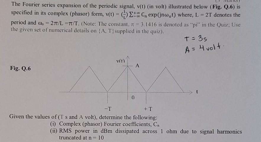 Solved The Fourier series expansion of the periodic signal, | Chegg.com